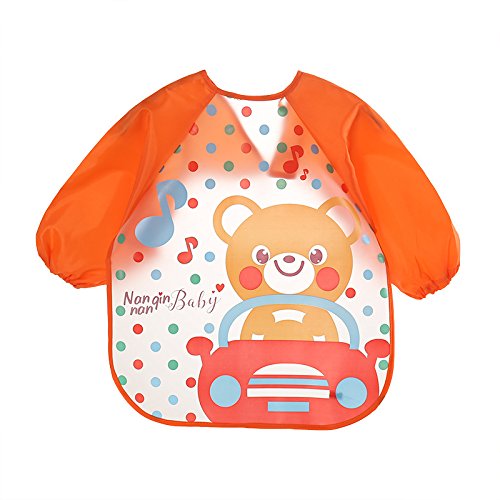HAIMOBURG 4 Pcs Long Sleeved Baby Bibs Waterproof Sleeved Bib 9-36 Monts