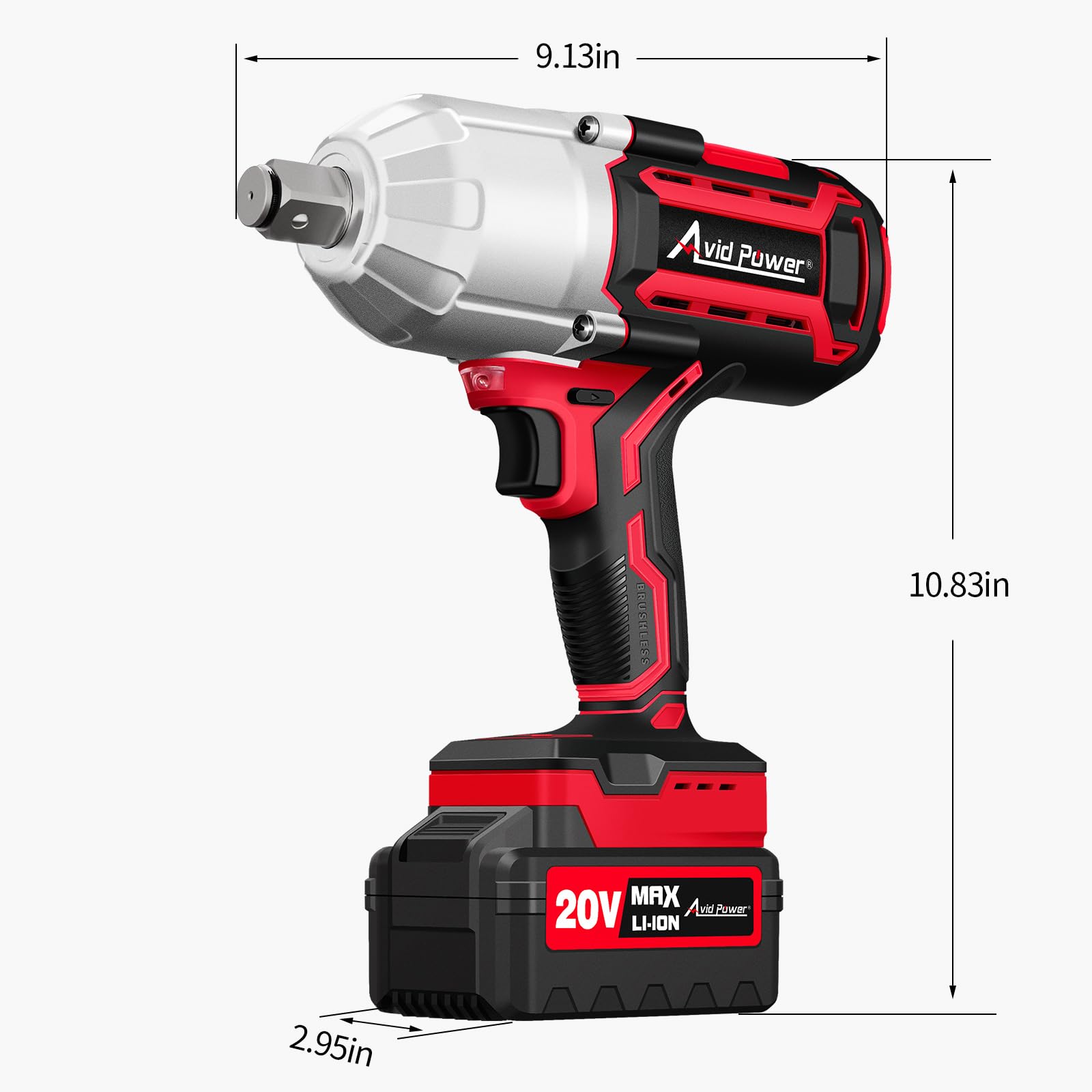 AVID POWER Brushless High Torque 1/2" Impact Wrench w/Max Torque 738ft-lbs (1000N.m), 20V Cordless Impact Gun w/ 4.0A Li-ion Battery, 4 Pcs Impact Sockets, Fast Charger