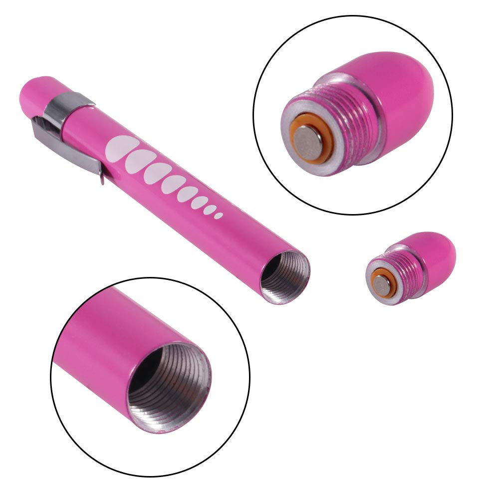 Aokin Pen Light with Pupil Gauge, Reusable LED Penlight Medical for Doctor Nurse Diagnostic etc, White Light, 2 Pcs Rose