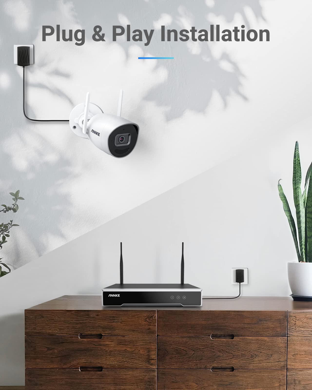 ANNKE Security Camera System Wireless,5MP Super HD 8CH Wireless Home Security Systems with 8 Pcs 1920P Full HD Cameras 2TB HDD Night Vision Motion Detection for Indoor Outdoor Video Surveillance-WS500