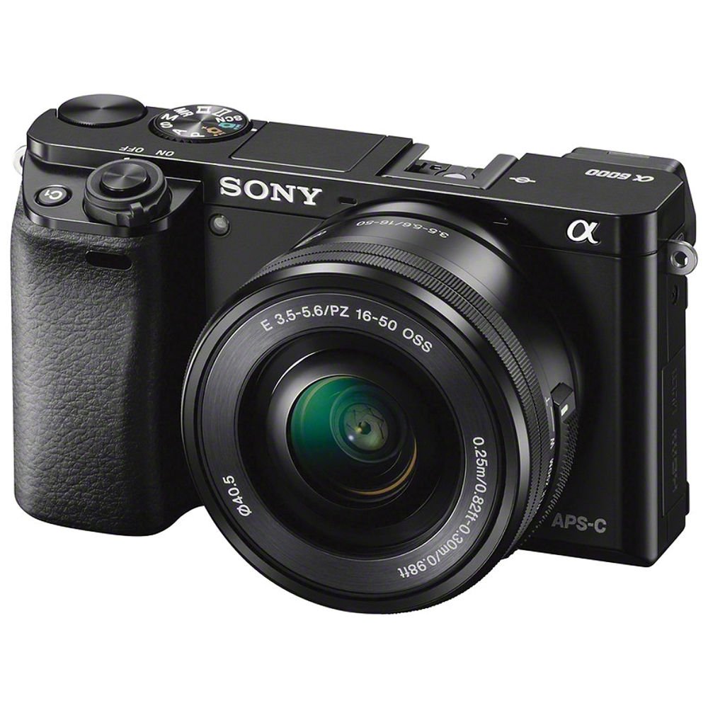 Sony Alpha a6000 Mirrorless Camera with 16-50mm Lens Black with Soft Bag, Additional Battery, 64GB Memory Card, Card Reader, Plus Essential Accessories