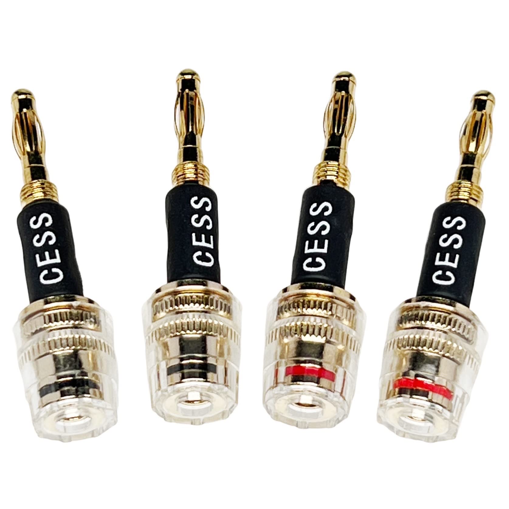 CNCESS CESS-187 Banana Plug Connect to Spade Fork Plug Speaker Cable Adapter, 4 Pack