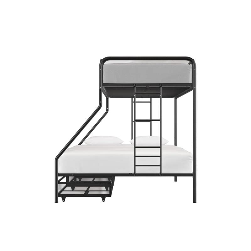 DHP Joslin Twin/Full Bed with Storage, Black Metal Bunk