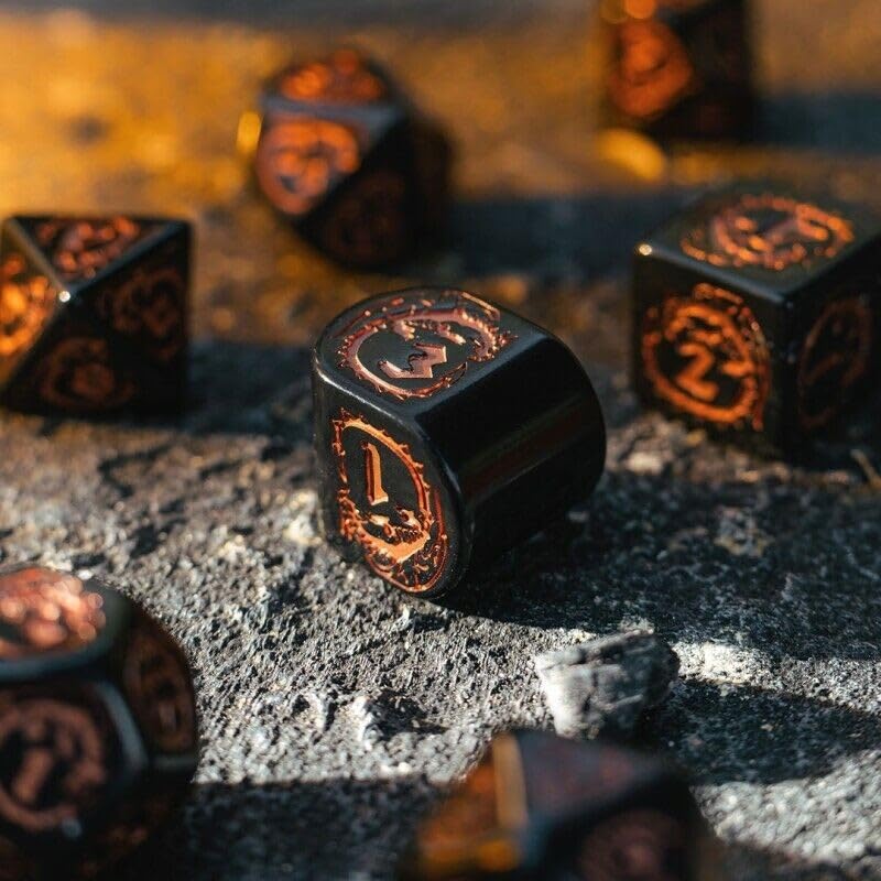 Dragons Modern Dice Set Black & Copper