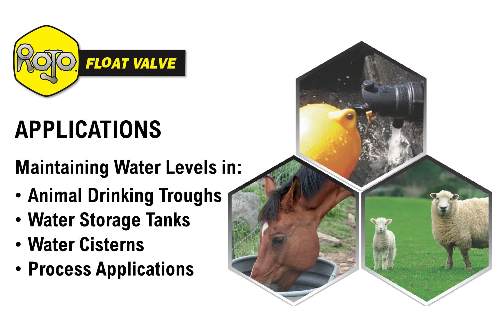 Jobe Valves J-RJV0075HF Rojo High-Flow Low-Pressure Float Valve, 4.9"-Wide Float, 3" Extension Arm, 20L/Min, 75PSI, 3/4" NPT Inlet, Yellow/Black