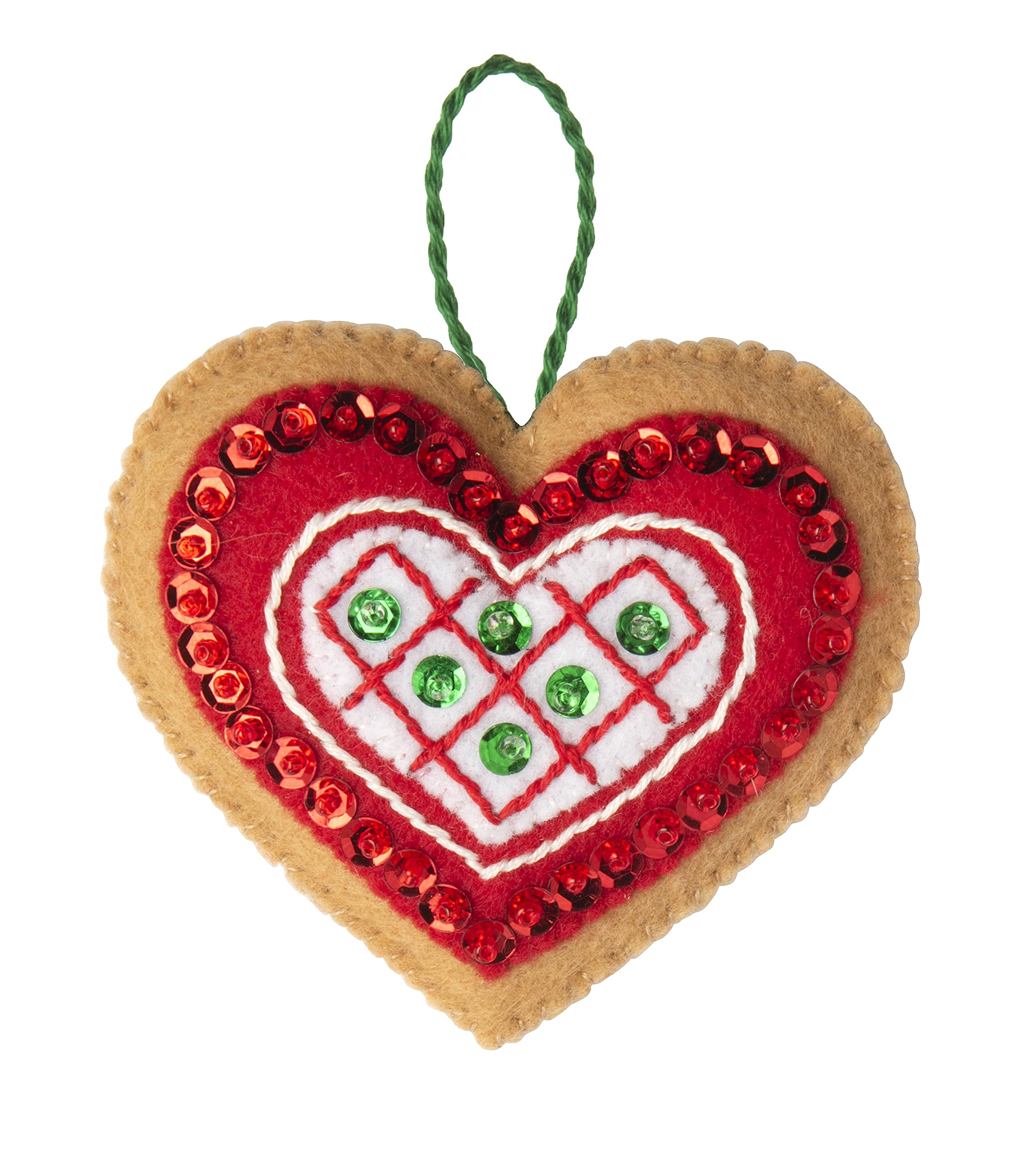 Bucilla Felt Applique 12 Piece Ornament Making Kit, Gingerbread Santa, Perfect for DIY Arts and Crafts, 89301E