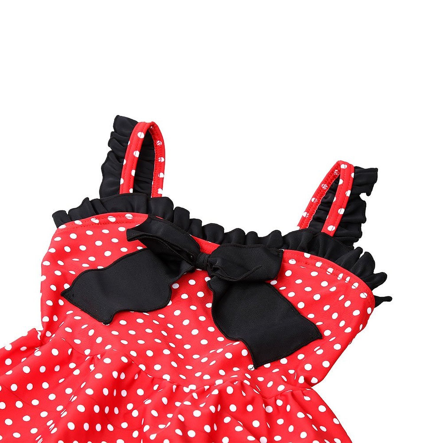 Kid Toddler Baby Girls Bathing Suit Lace Bow Dot Two Piece Swimsuit Swimwear 5 Red