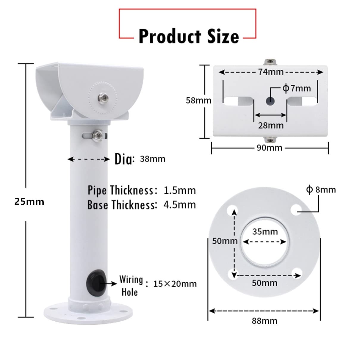 BeElion CCTV Security Camera Ceiling Mount Bracket, Universal Camera Wall Mounting Bracket for CCTV Security Camera/I Mount/Dome Camera/IP Camera