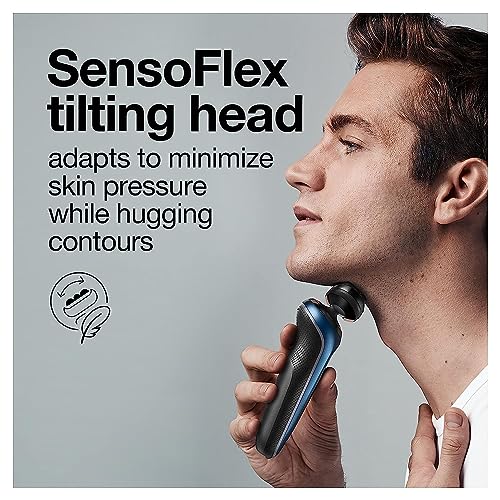 Braun Series 6 6040cs Electric Shaver with Charging Stand, Precision Trimmer, Wet & Dry, Rechargeable, Cordless Foil Shaver, Blue