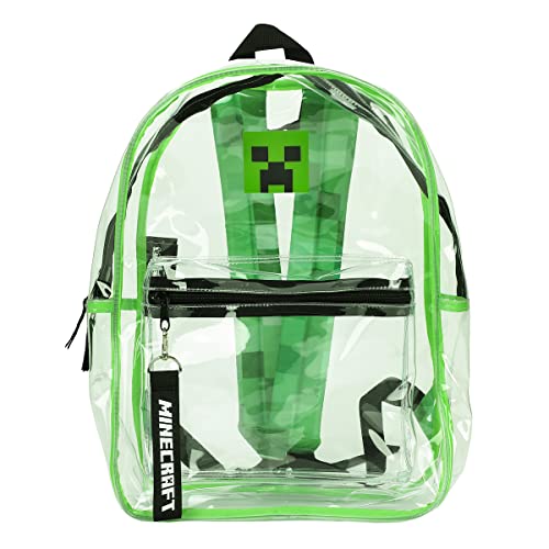 Bioworld Minecraft 17" Clear Plastic Backpack with Removable Laptop Pocket