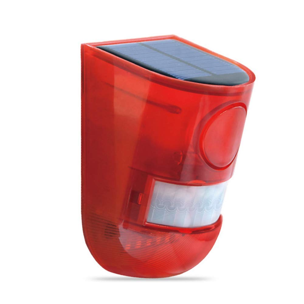 Solar Powered Sound Security Alarm Strobe Light, 6 LED Motion Sensor Strobe Alarm Outdoor Alarm Siren Home Security System, 110dB Loud Siren for Home Villa Farm Hacienda Apartment Outdoor Yard Garden