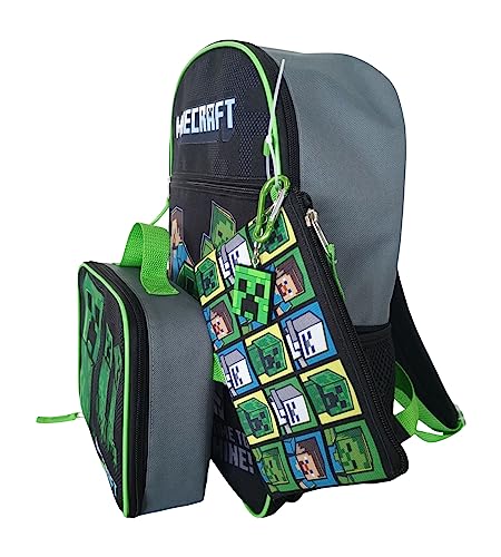 Bioworld Minecraft Creepers 5pc Backpack Bookbag Set Licensed