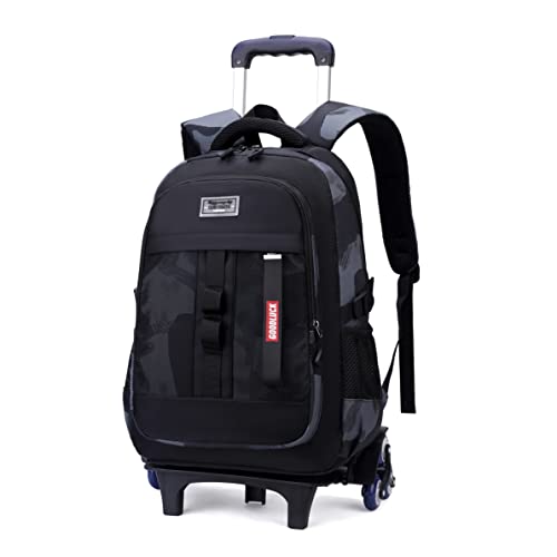 Camo Boys Rolling Backpacks for Kids School, Capacity Wheeled Bookbags Elementary School Bags Back Packs with 6 Wheels
