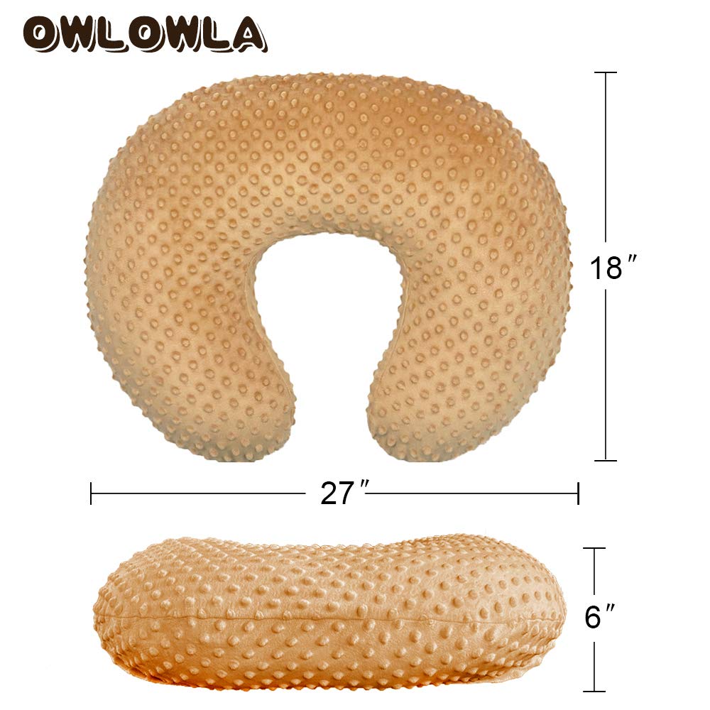 Owlowla Minky Nursing Pillow Cover, Breastfeeding Pillow Slipcover Fits Nursing Pillow for Baby Boy Girl(Caramel)