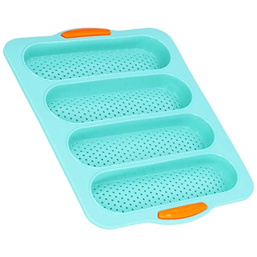 Bread Baking Pan, Insulated Handle Smooth Surface Easy Demolding Silicone Baguette Mould Wearproof Good Flexibility For Kitchen(green)