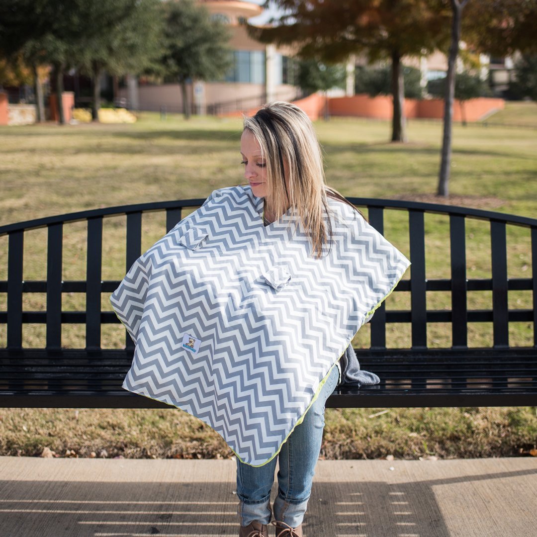 Kids N’ Such Peekaboo Baby Car Seat Cover Car Seat Canopy & Nursing Cover, Chevron/Navy Minky