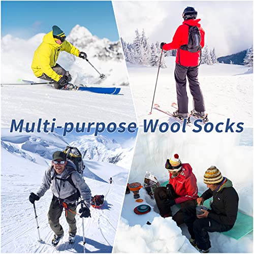 ADFOLF Mens Warm Wool Socks Thick Winter Thermal Stripe Wool Crew Socks (Color_6)