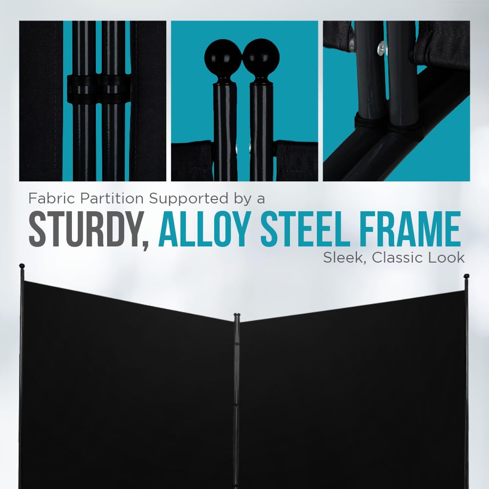 Steel-AID Triple-Panel Privacy Room Divider โ Folding Partition Privacy Screen for Office, Classroom, Dorm Room, Kids Room, Studio, Conference - 216" x 72" - Easy to Assemble, Freestanding & Foldable