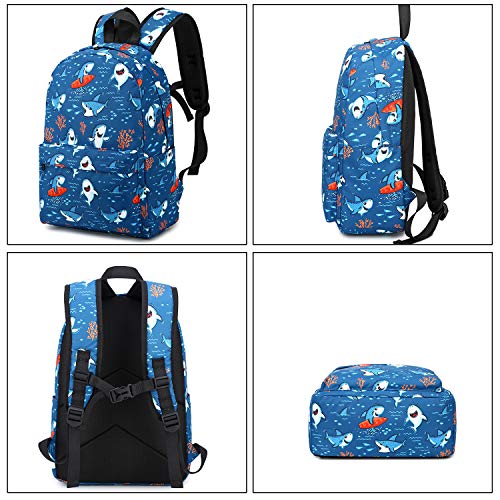 CAMTOP Preschool Backpack for Kids Boys Toddler Backpack Kindergarten School Bookbags (Cute Shark-Navy) Medium