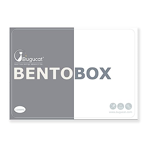 Bugucat Bento Box, Lunch Box with 4 Compartments and Cutlery, Reusable Bento Lunch Box for Adults, Food Storage Containers for School Work and Travel BPA-Free, Microwave-& Dishwasher-safe