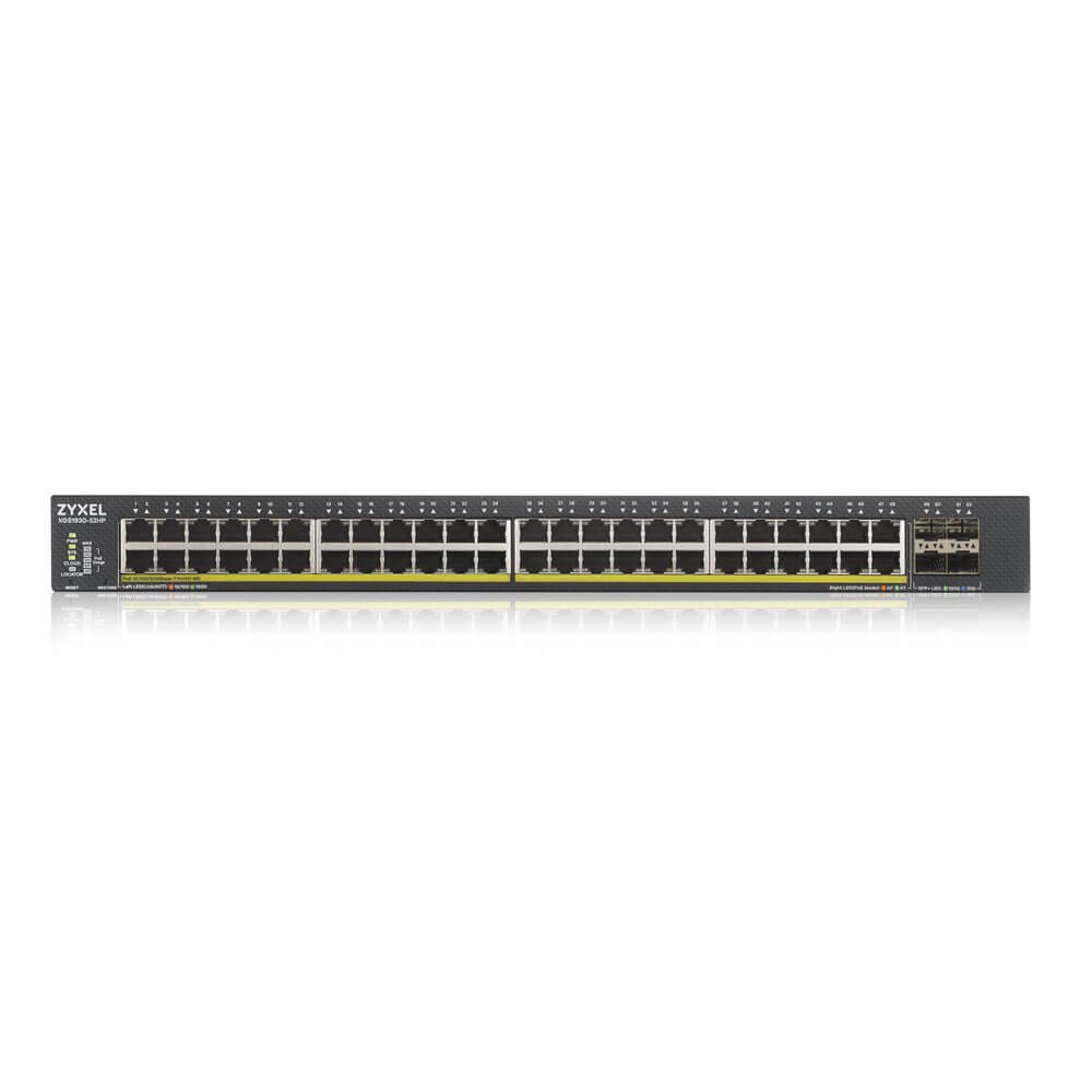 ZYXEL 52-Port PoE Switch Gigabit Ethernet Smart (XGS1930-52HPV2) - Managed, with 48x PoE+ @ 375W, 4x 10G SFP+, Optional Nebula Cloud Management, Rackmount, Limited Lifetime Protection
