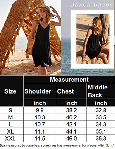 Ekouaer Womens Sleeveless Nightgown Sleepwear Summer Slip Night Dress,Black,XX-Large