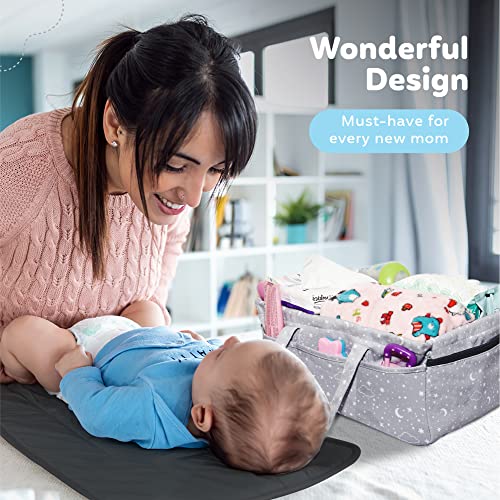 Large Baby Diaper Caddy Organizer with Nappy Changing Pad โ Baby Caddy Diaper Organizer for Changing Table, Car Storage Diaper Holder โ Baby Organizer Basket for Nursery Shower Gift Bag for Boy & Girl