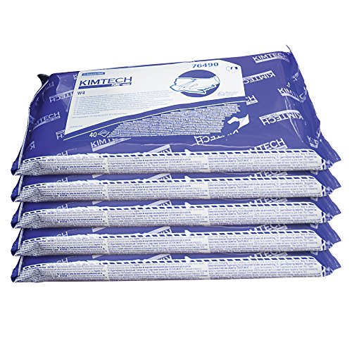 Kimtech Pure W4 PreSat Sterile Wipers (76490), 70% Isopropyl Alcohol with Anti-Stat Resealable Pouch, 11” x 9”, White, 10 Pouches of 40 Wipes / Case (400 per case)