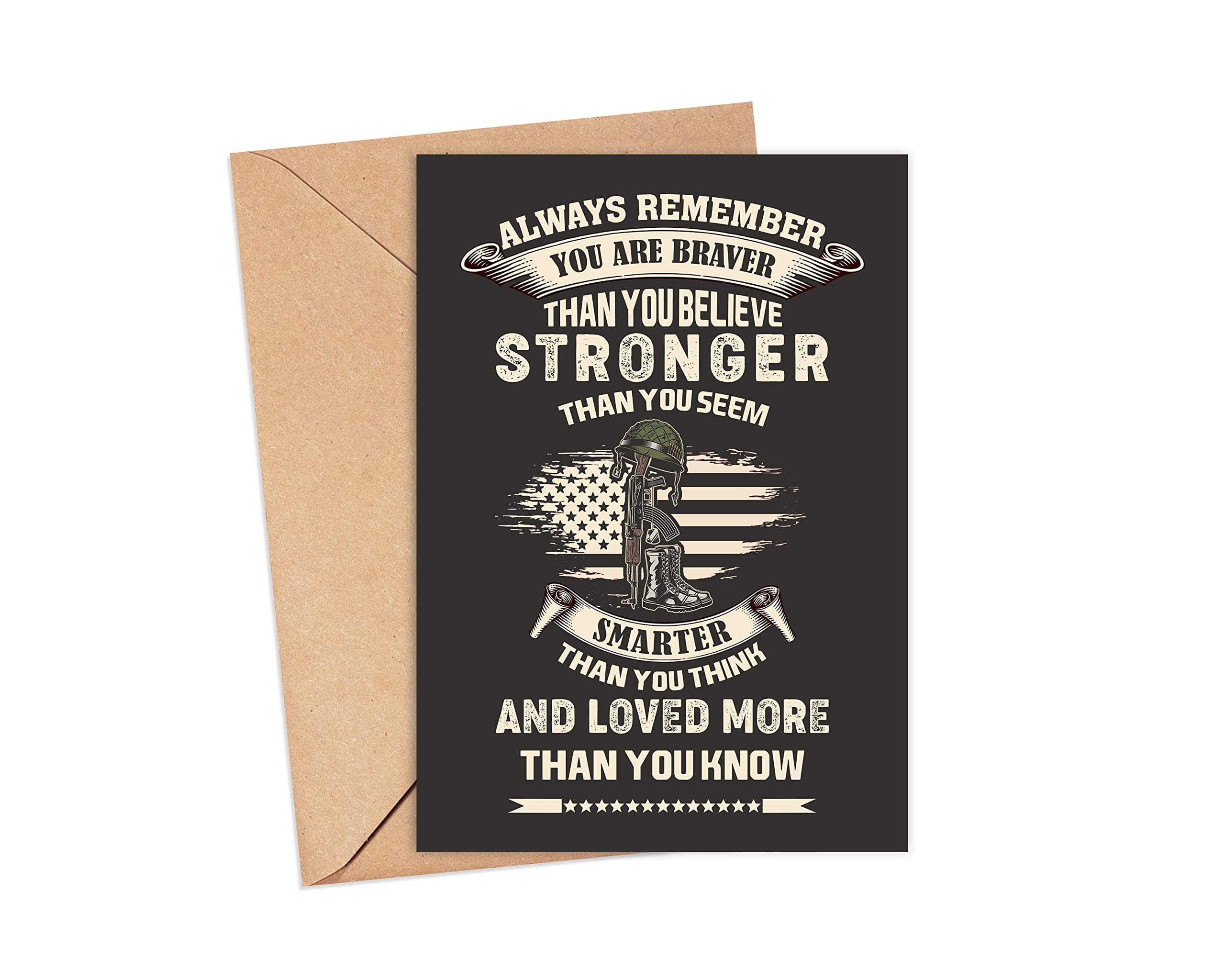Emily gift Motivational Card For Soldier - Veteran With Envelope - A Great Inspirational Card To Show Appreciation For A Militar On A Special Day - Birthday - Retirement - Graduation