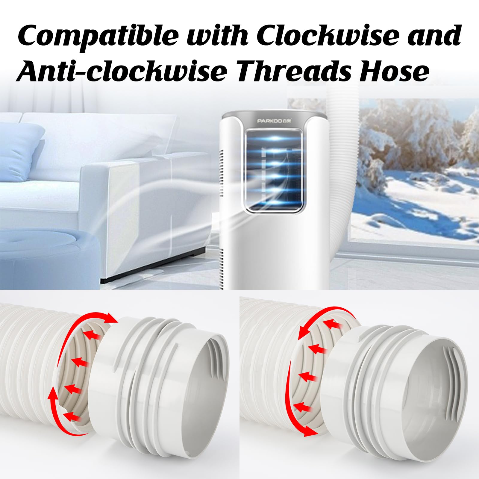 NEAGLORY Portable Air Conditioner Exhaust Hose Coupler Universal 5.1 Inch & 5.9 Inch Diameter Air Conditioner Hose Connector Extender, Fit for Clockwise & Counter Clockwise AC Threads Hose Extension