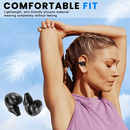 Bone Conduction Headphones Bluetooth Clip On Wireless Earbuds Open Ear Headphones Sport Ear Buds Air Conduction Headphones with Charging Case Waterproof Outer Headphones Black