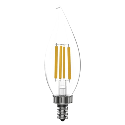 GE Ultra Bright LED Light Bulbs, 100W, Soft White Candle Lights, Clear Decorative CA12 Light Bulbs, Candelabara Base, 3 count (Pack of 1)