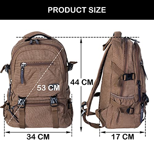 Cango Canvas Multipurpose Daypack Travel large Storage Space Durable and Lightweight Outdoor Backpack with Multiple Compartments and Adjustable leather Straps