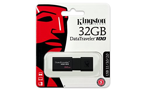 Kingston Digital 32GB DataTraveler 100 G3 USB 3.0 Flash Drive, 2 Pack (KW-U713202-8A)