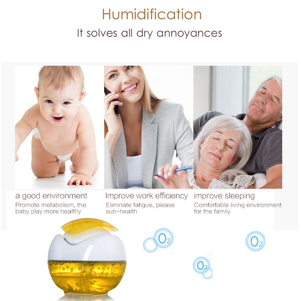Agkey Cool Mist Humidifier Portable Mini Humidifier with Night Lights Super Quiet Humidifiers for Bedroom Baby Home Office Automatic Shut-Off Personal Desktop Humidifier (Yellow)