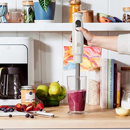 Beautiful Immersion Blender with 500ml Chopper and 700ml Measuring Cup, by Drew Barrymore (White Icing)