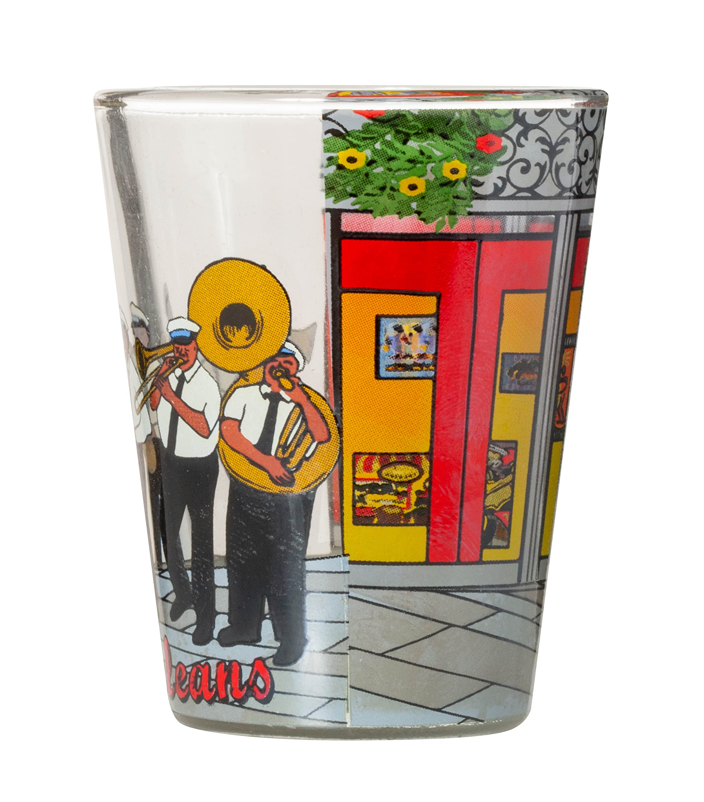 Artisan Owl New Orleans Jazz Brass Band Full Wrap Souvenir Shot Glass