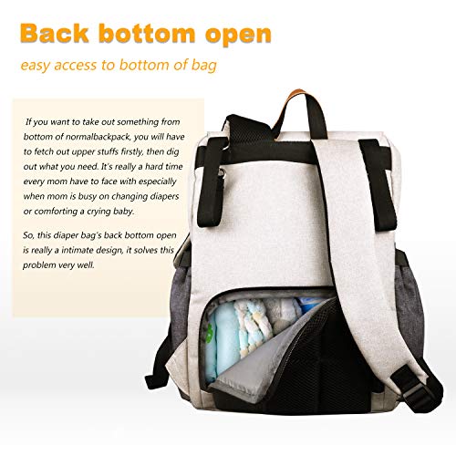 Hap Tim Diaper Bag Backpack for Mom, Large Capacity Baby Diaper Bags for Boys & Girls, Baby Registry Search(1004-WG)