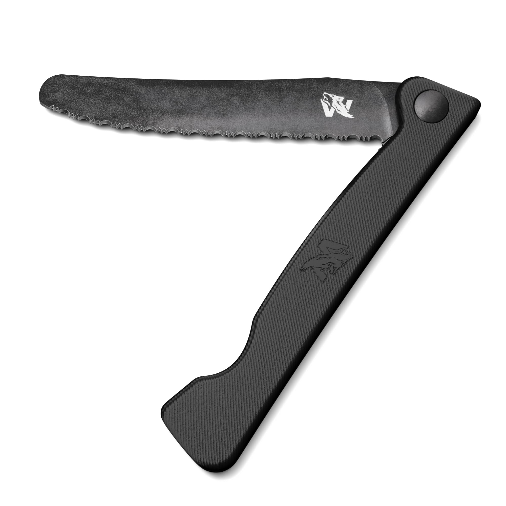 ODENWOLF Paring Knife - 4 Inch Serrated Utility Knife - Folding Chef Knife - Kitchen Knife - Alloy Steel & Stainless Steel - Ideal for Outdoor Use, Camping, Hiking, Fishing