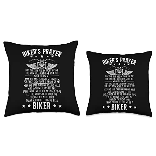 Bikers Prayer Motorcycle Riding Motocross Biker's Prayer Christian Biking Motorcycling Throw Pillow, 18x18, Multicolor