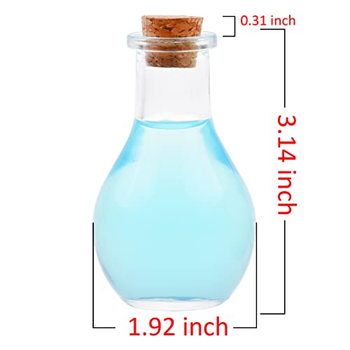 Eco-Fused Small Cosplay Potion Bottle 2x - Clear Spherical Cosplay, Wizard, Witch Costume Accessory - Incl. Cork Stopper, Black Faux Leather Sleeve Holder, Belt Loop