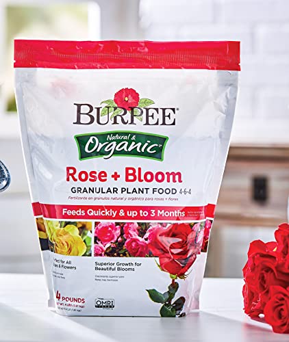 Burpee Organic Bloom Granular All-Natural Food for Roses and Flower Plants | Ideal for Container Gardens, Beds or Bushes, 4 lb, 4lb. Bag