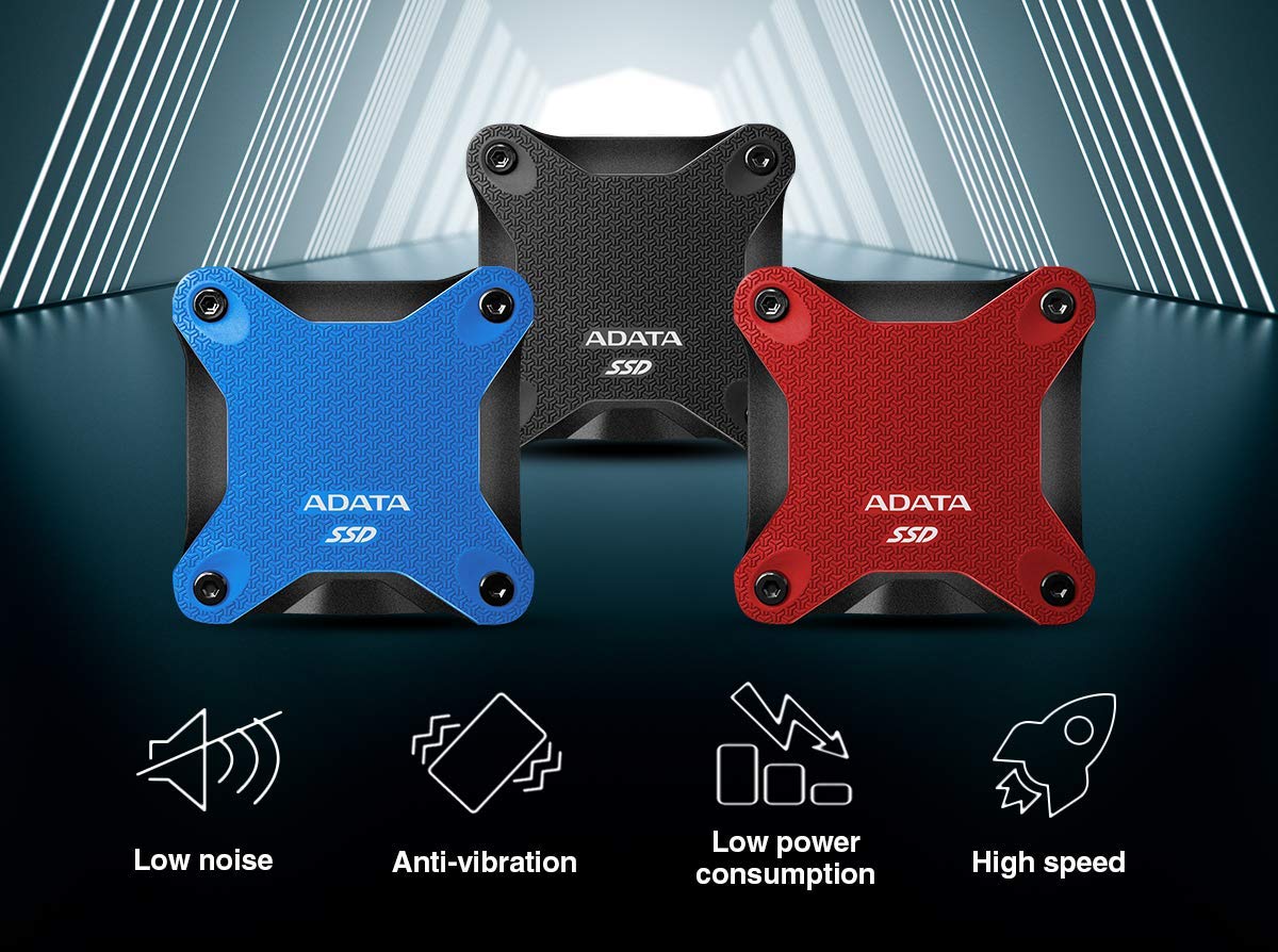 ADATA SD600Q 240GB Ultra-Speed Portable Durable External SSD - Up to 440MB/s -3D NAND USB3.2 Blue (ASD600Q-240GU31-CBL)