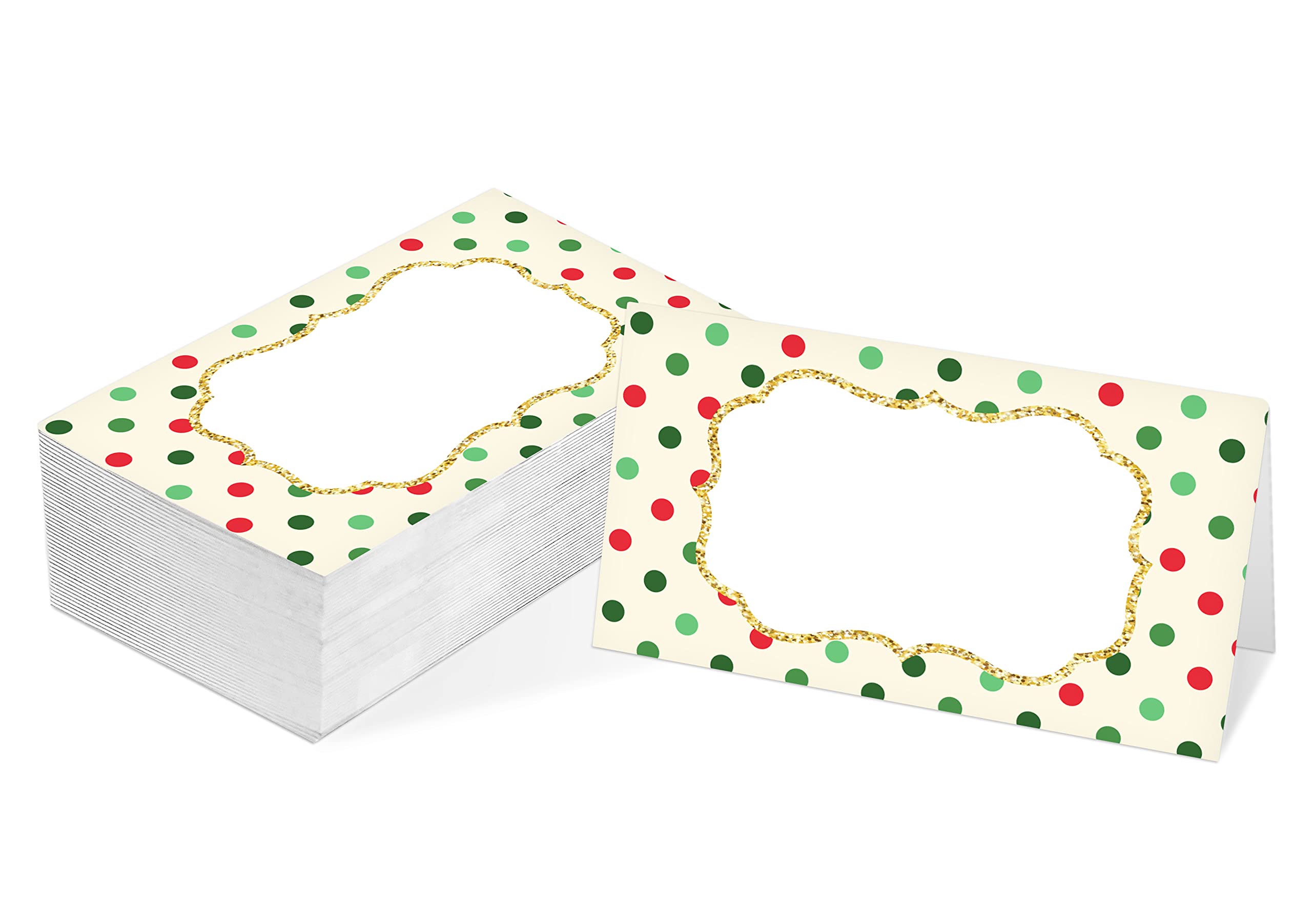 Table Place Card, Christmas Themed Tent Style Cards, Pack of 25 Half-Fold Reception Place Card, Perfect for Christmas Party, Wedding, Bridal & Baby Shower, Birthday, Banquet and Special Events B20