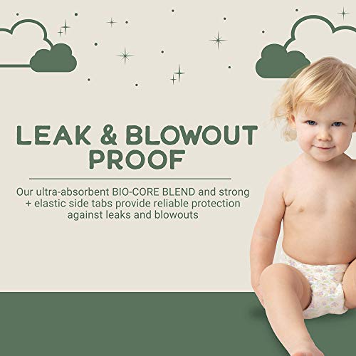 Happy Little Camper Ultra-Absorbent Hypoallergenic Natural Disposable Baby Diapers, Chlorine-Free Protection for Sensitive Skin, Crawler, Size 3, 92 Count