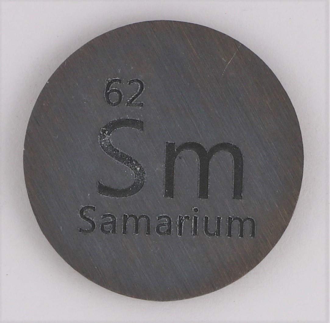 Samarium (Sm) 24.26mm Metal Disc 99.9% Pure for Collection or Experiments