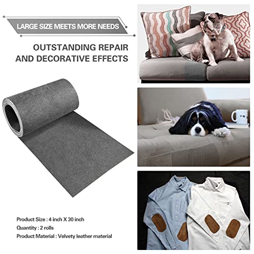 Azobur Velvet Rectangular Repair Patch, Self-Adhesive Flannel Fabric Patch, Multi Colors, Microfiber Patch,Can be Used to Patch Sofas, Car Seats, Handbags, Jacket Holes and Tears (Gray)