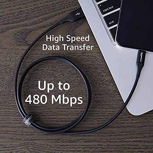 Amazon Basics USB-A to Lightning Cable Cord, MFi Certified Charger for Apple iPhone, iPad, 20,000 Bend Lifespan - Black, 3-Ft
