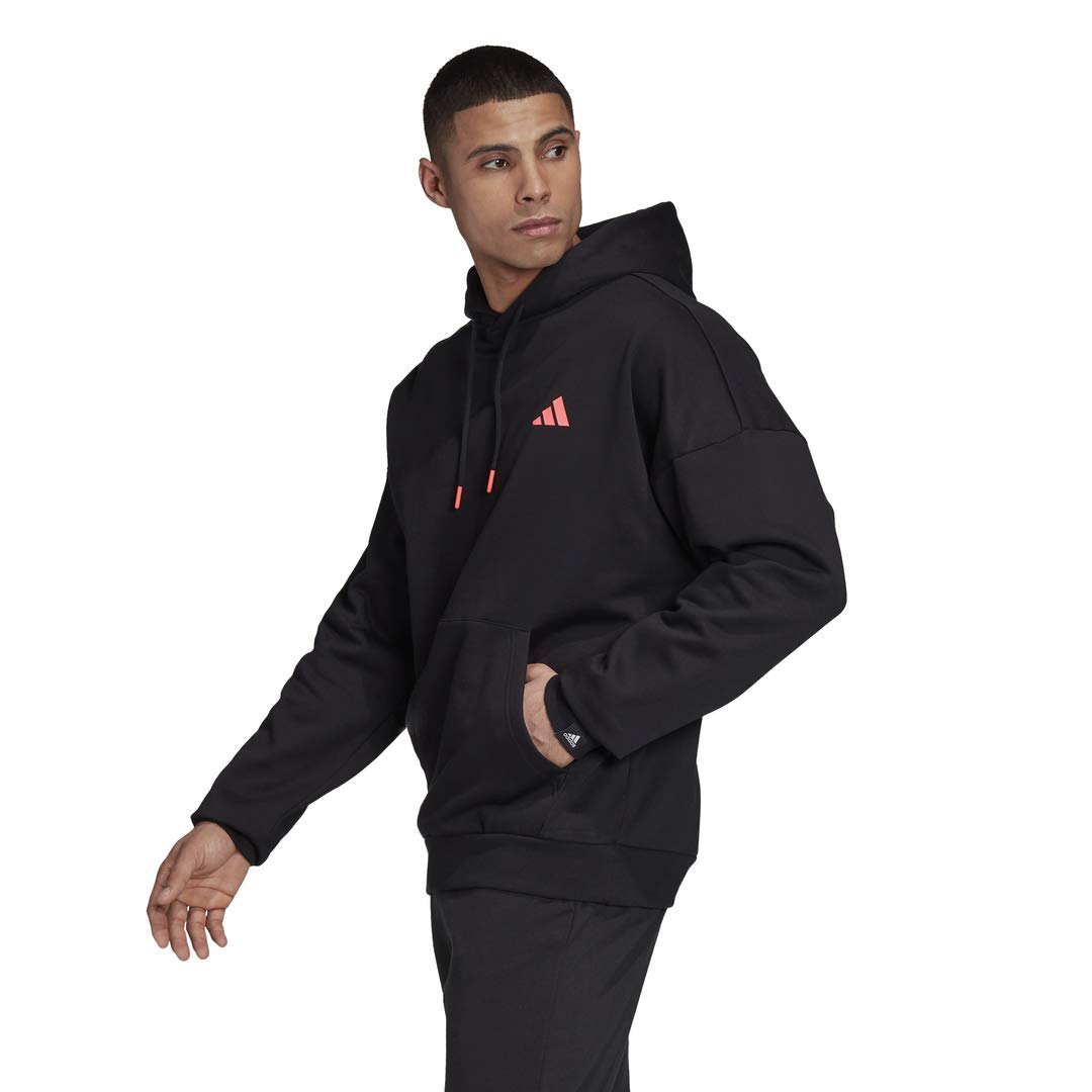adidas mens 3-Stripes Cloud Fleece Hoodie Black X-Large