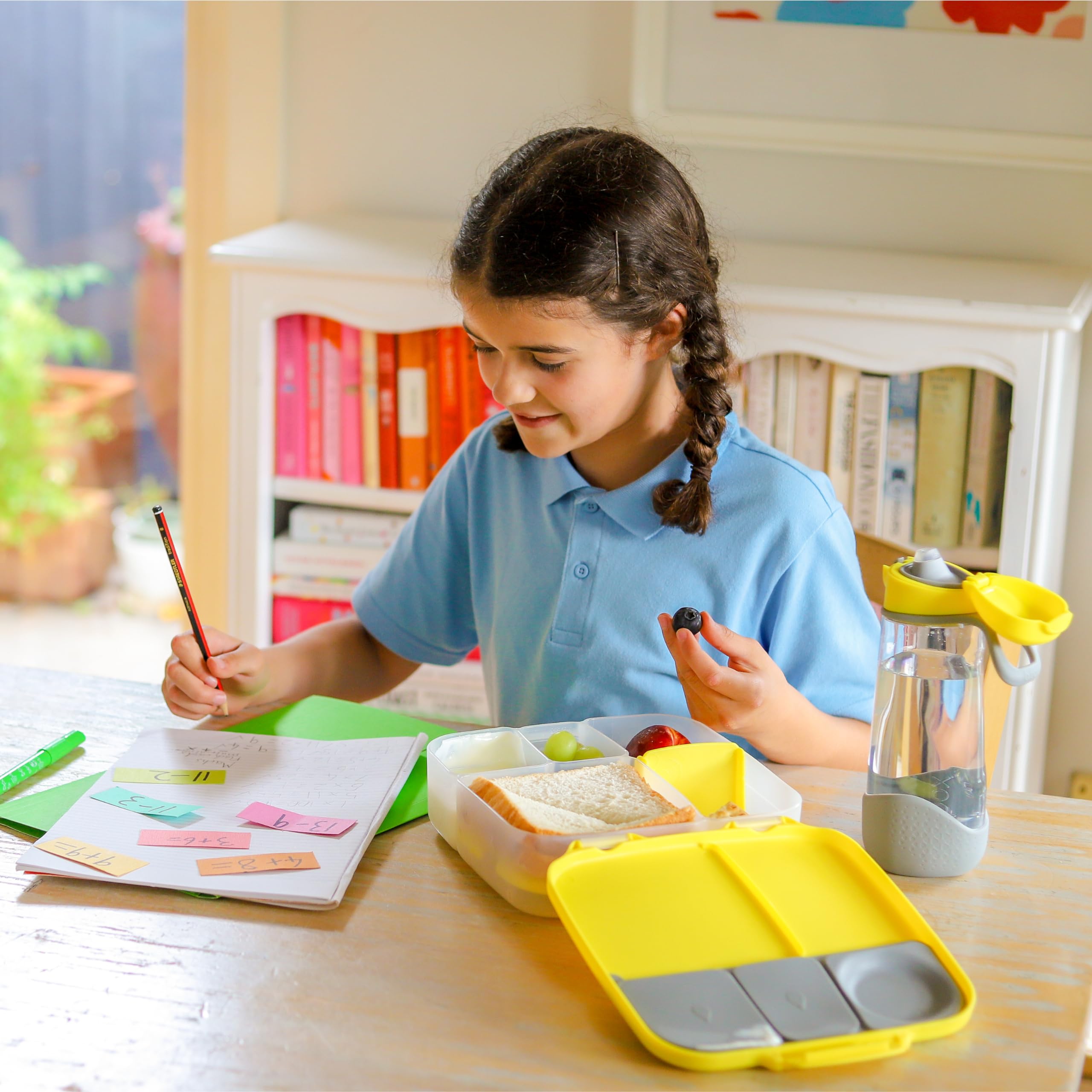b.box Lunch Box for Kids | Bento Box | 4 Compartments (2 Leak proof), Large Size for Big Appetites | Gel Cold Pack Included | School Supplies | Kids 3+ years (Ocean Breeze, 2L capacity)
